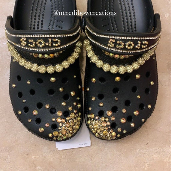 GOLD Bling Crocs Black ANY COLOR Women Shoes Wedding - Etsy