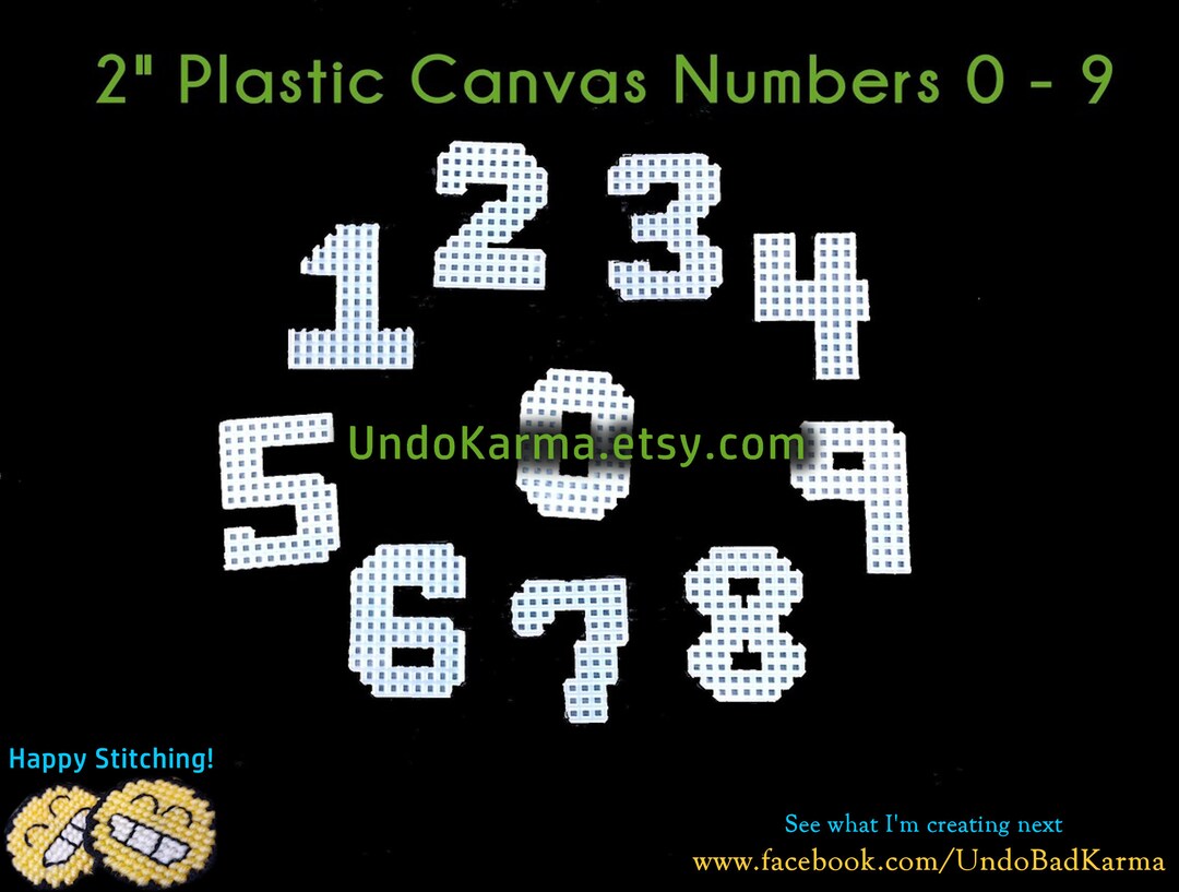 2" NUMBERS Plastic Canvas Pre-cut Shapes 0-9 Needlepoint Craft School ...