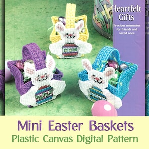 Mini EASTER BASKET Plastic Canvas Pattern Instant Digital Download PDF Pages Bunny Hop Egg Candy ...
