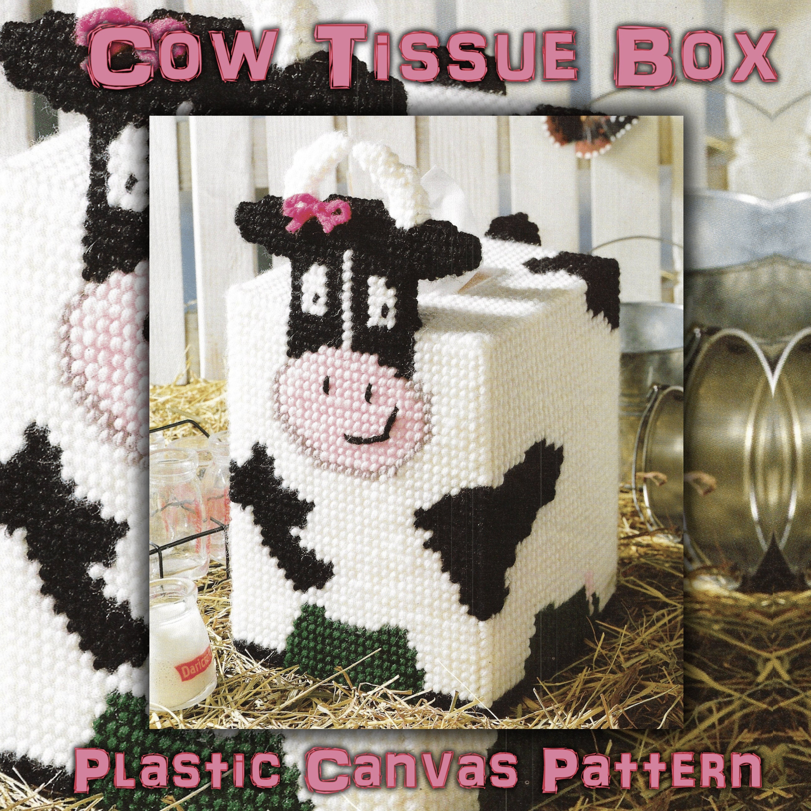 COW TISSUE Box Plastic Canvas Pattern Book Instant Digital | Etsy