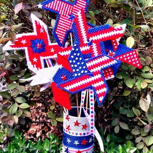 PATRIOTIC SPINNERS Plastic Canvas Pattern Pinwheel PDF Plant Pokes ...