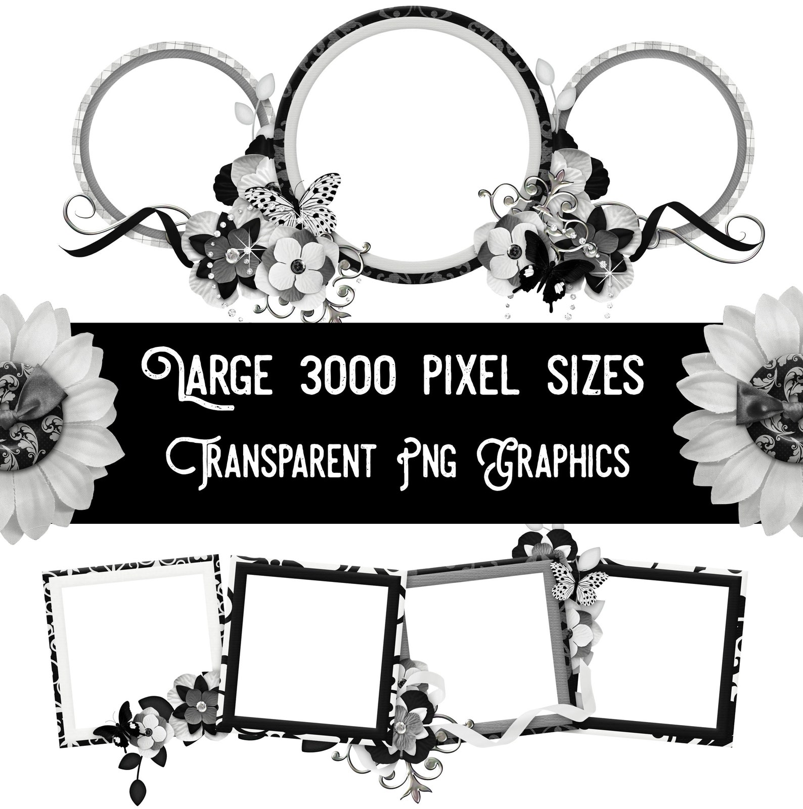 6 Cluster LAYOVER FRAMES Transparent PNG Graphics Instant - Etsy