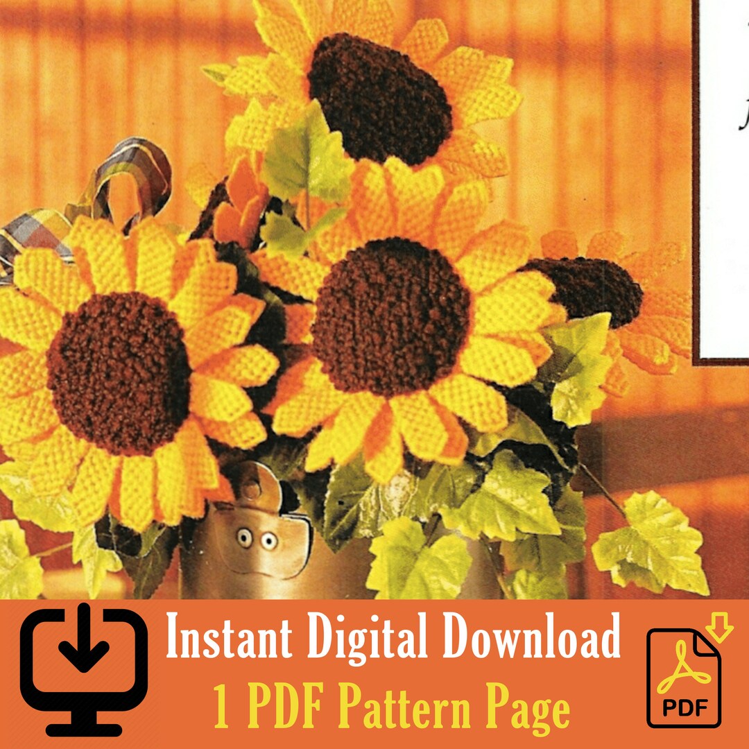 SUNNY SUNFLOWERS Plastic Canvas Digital Pattern Instant Download 1 PDF ...