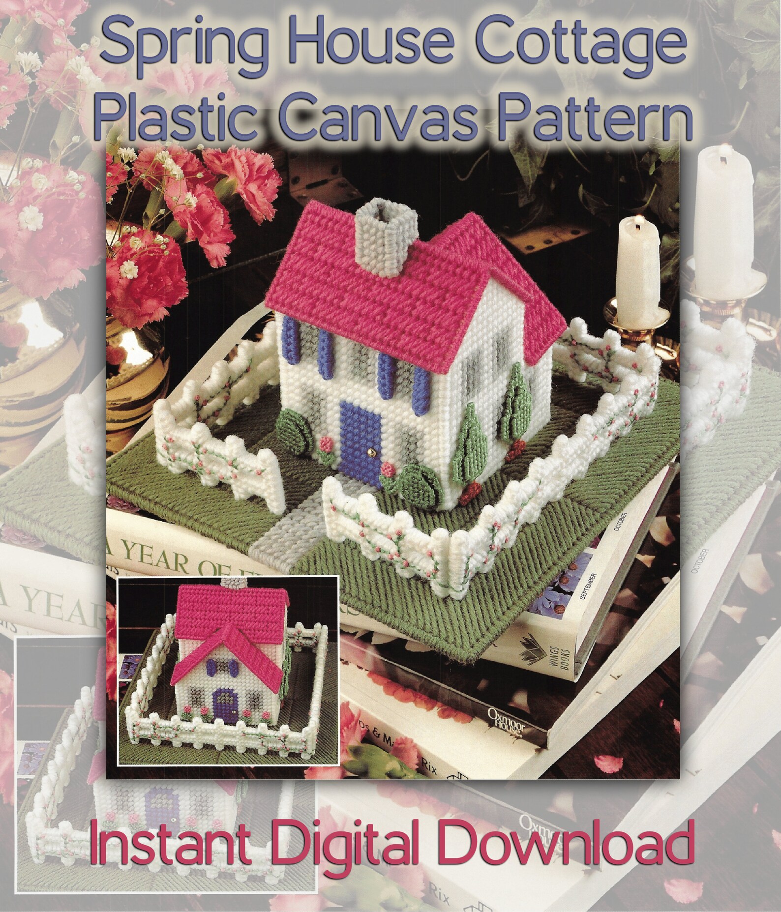 SPRING House COTTAGE Plastic Canvas Pattern Instant Digital - Etsy