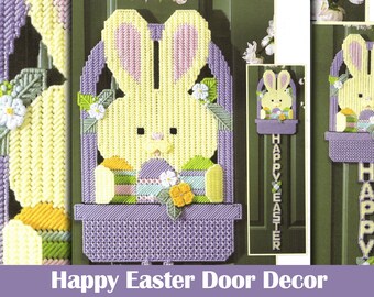 Handmade Plastic Canvas Happy Easter Bunny and Butterfly Wall Decor - Etsy