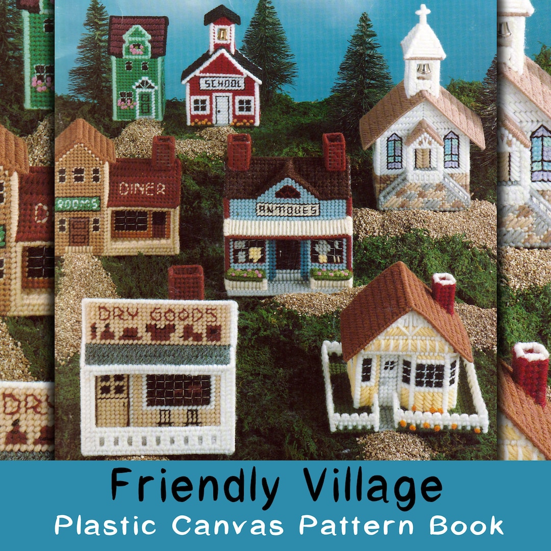 VILLAGE Plastic Canvas Pattern PDF Book SCHOOL Church Store Diner ...