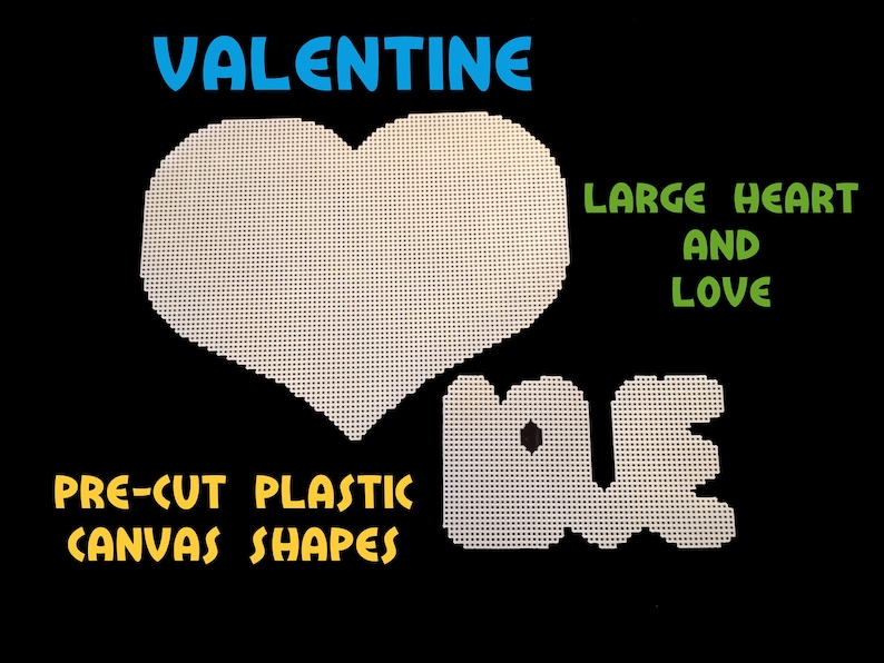VALENTINE Heart LOVE Pre-cut Plastic Canvas Shape LARGE Wall Door Art ...