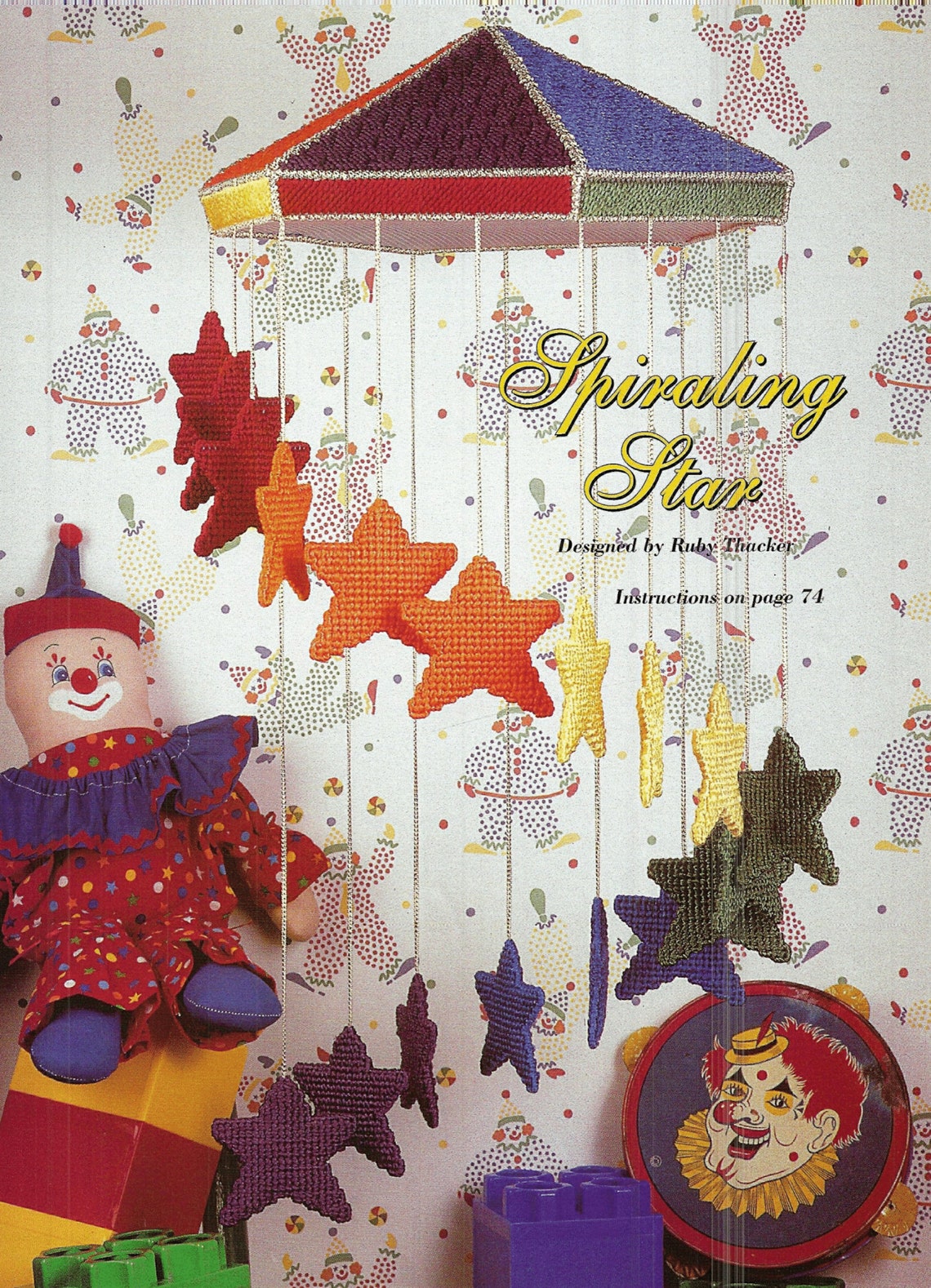 SPIRALING STARS Plastic Canvas Digital Download Pattern Clowns - Etsy