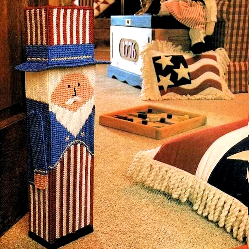 PLASTIC CANVAS Pattern PATRIOTIC Uncle Sam Door Stop Stand - Etsy