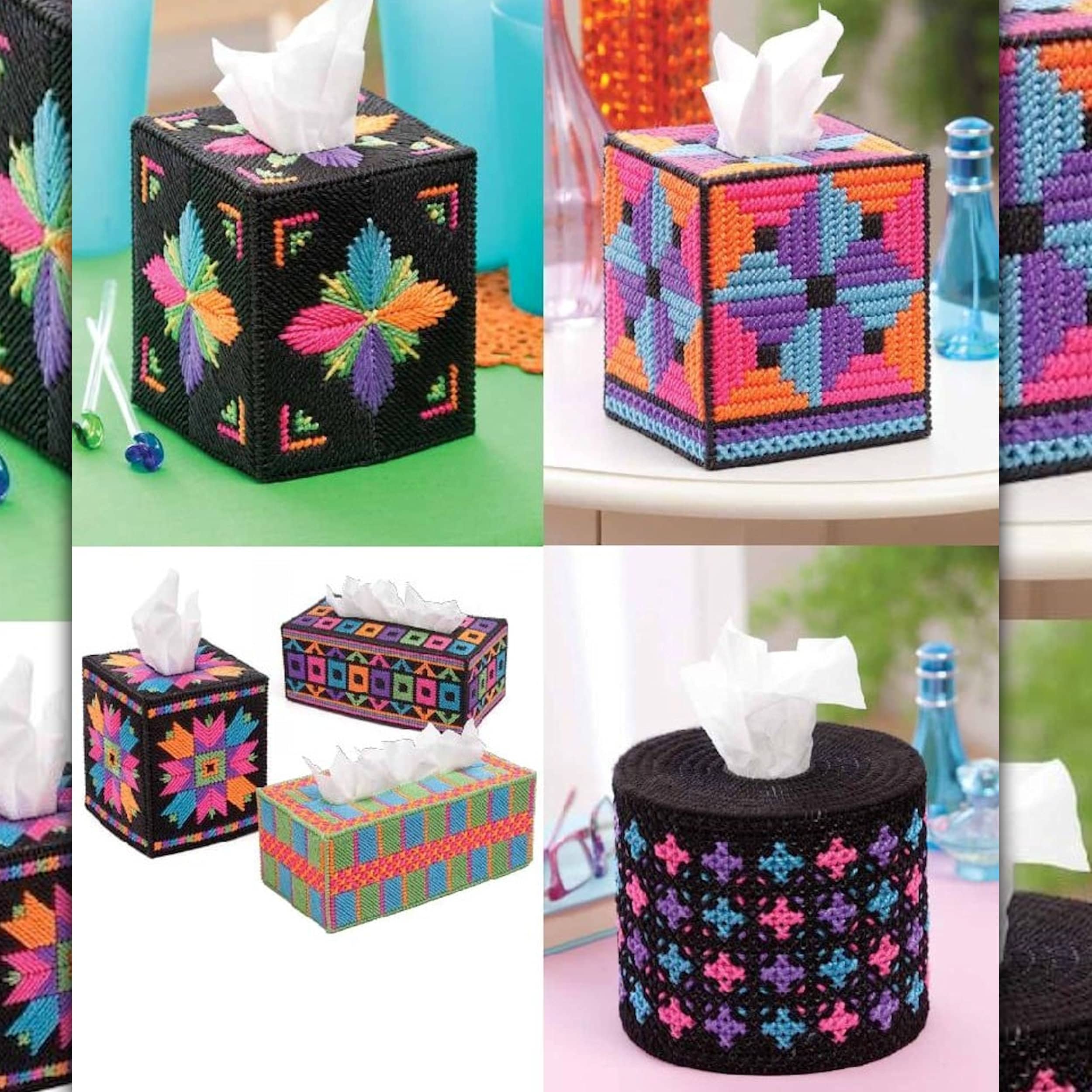 NEON Tissue BOXES Plastic Canvas Digital Pattern Instant Download PDF ...