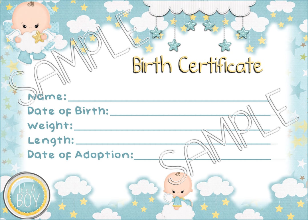 It's a BOY Reborn Baby Doll Birth Certificate Instant Download You ...