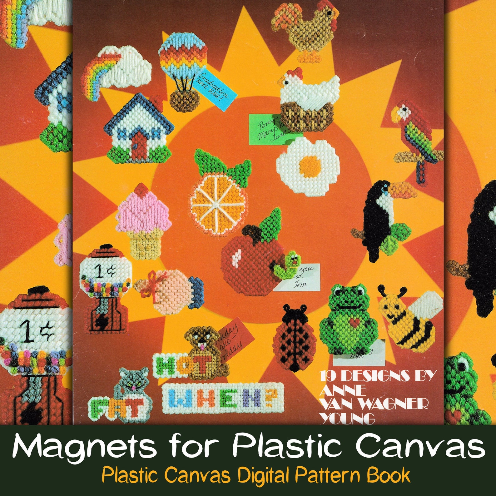 MAGNETS in PLASTIC CANVAS Pattern Book Digital Download Egg Orange ...