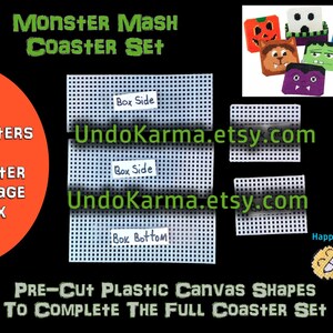 Halloween MONSTER MASH 6-piece Plastic Canvas Pre-cut Shapes Cutouts ...