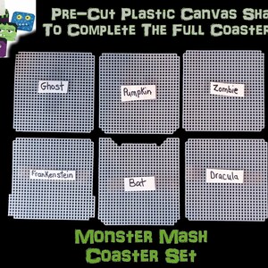 Halloween MONSTER MASH 6-piece Plastic Canvas Pre-cut Shapes Cutouts ...