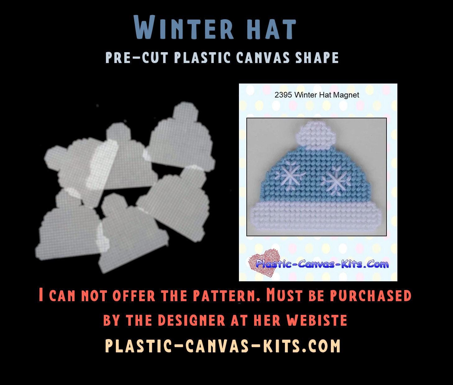 WINTER HAT Pre-cut Plastic Canvas Shape Cut-out Cutout Shapes CHRISTMAS ...