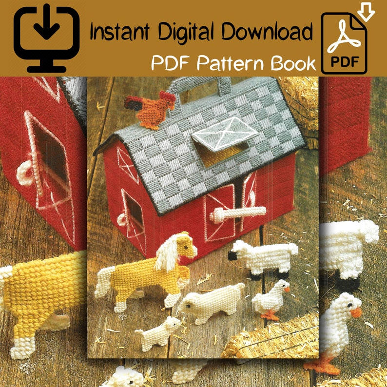 RED BARN SET Plastic Canvas Digital Pattern Book Vintage - Etsy