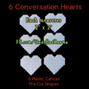 VALENTINE Hearts Plastic Canvas Pre-cut Shape 6 CONVERSATIONAL Candy ...
