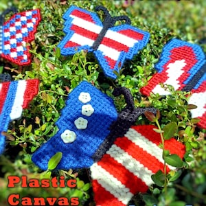 PATRIOTIC BUTTERFLIES Plastic Canvas Pattern PDF Digital Download Usa ...