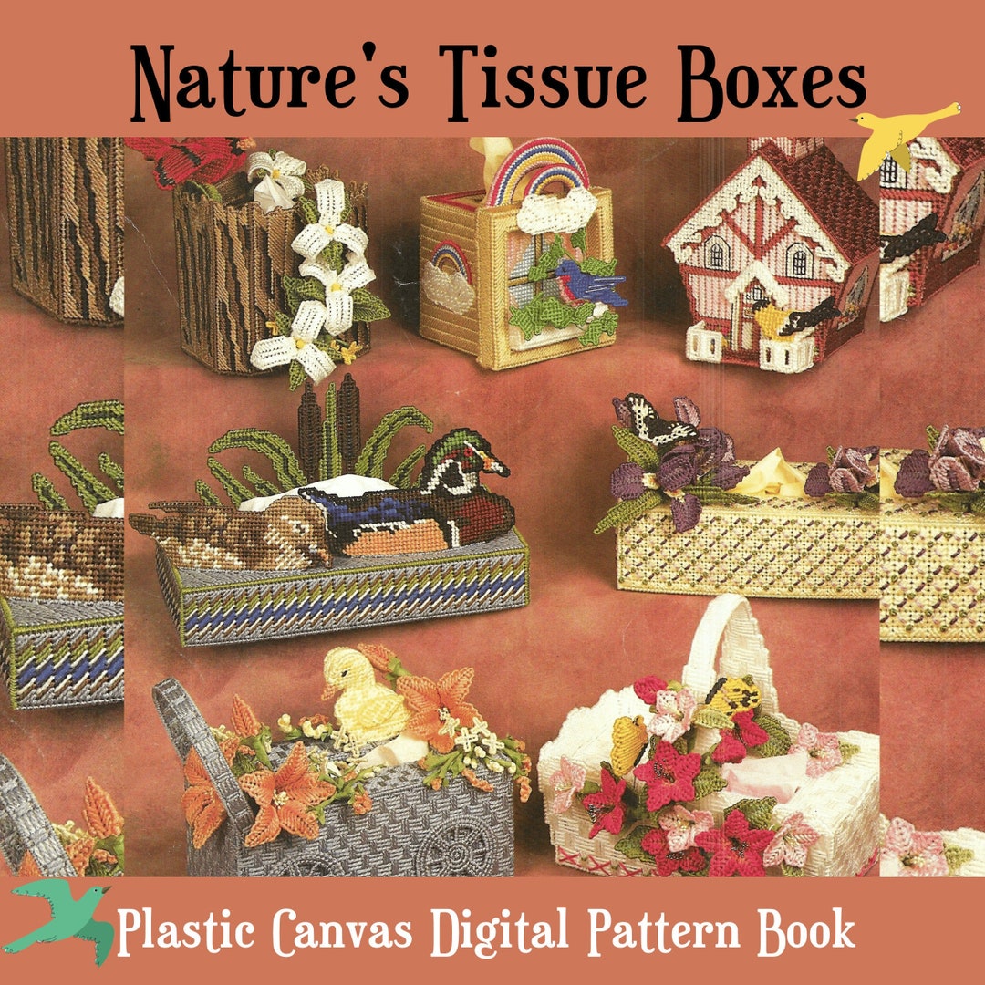 Vintage Nature Tissue Box Covers: Plastic Canvas Pattern (digital ...