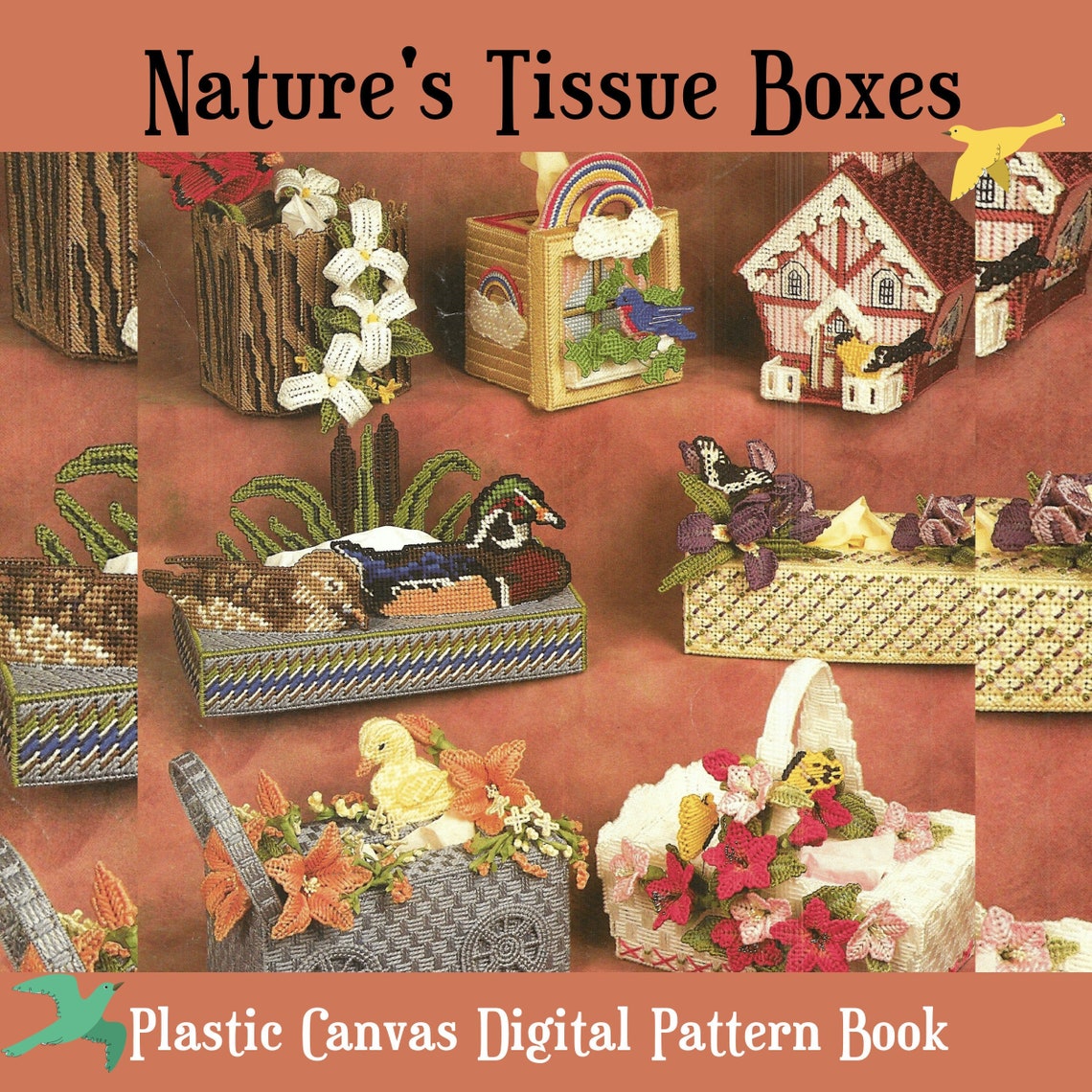 Vintage Nature Tissue Box Covers: Plastic Canvas Pattern (digital ...