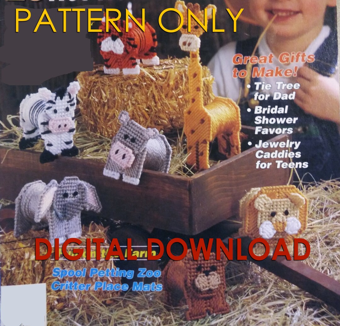 Spool Animals PLASTIC CANVAS Download PDF Pattern Digital Kids Toys ...