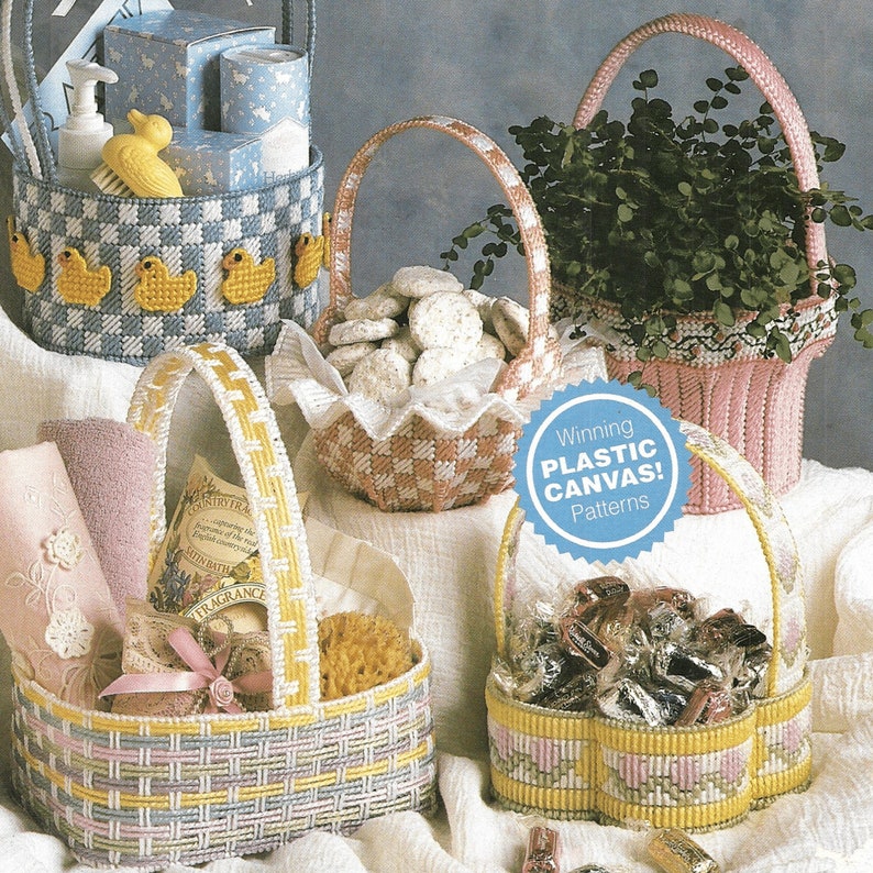 5 SPRING BASKETS Plastic Canvas PDF Pattern Digital Download | Etsy