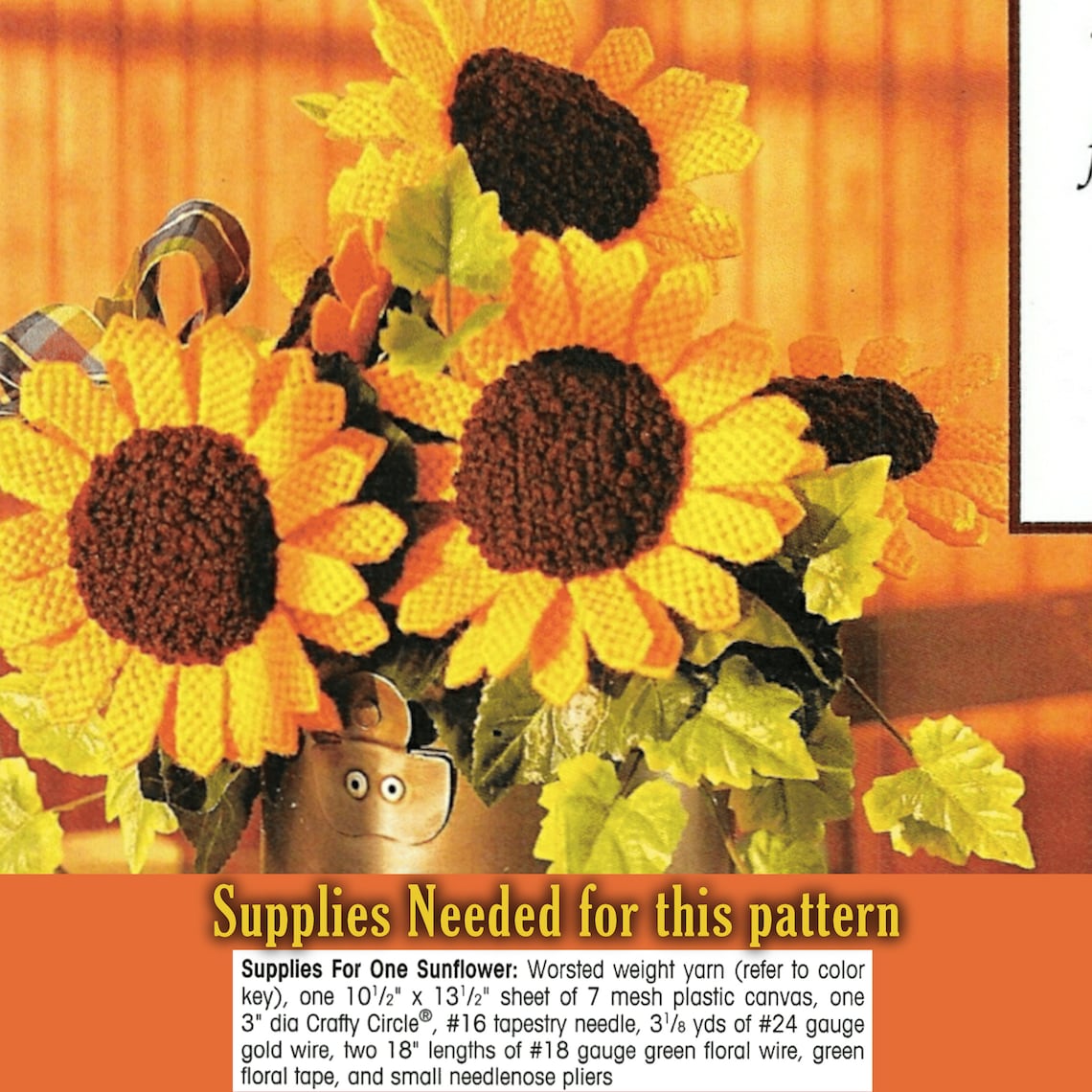 SUNNY SUNFLOWERS Plastic Canvas Digital Pattern Instant | Etsy