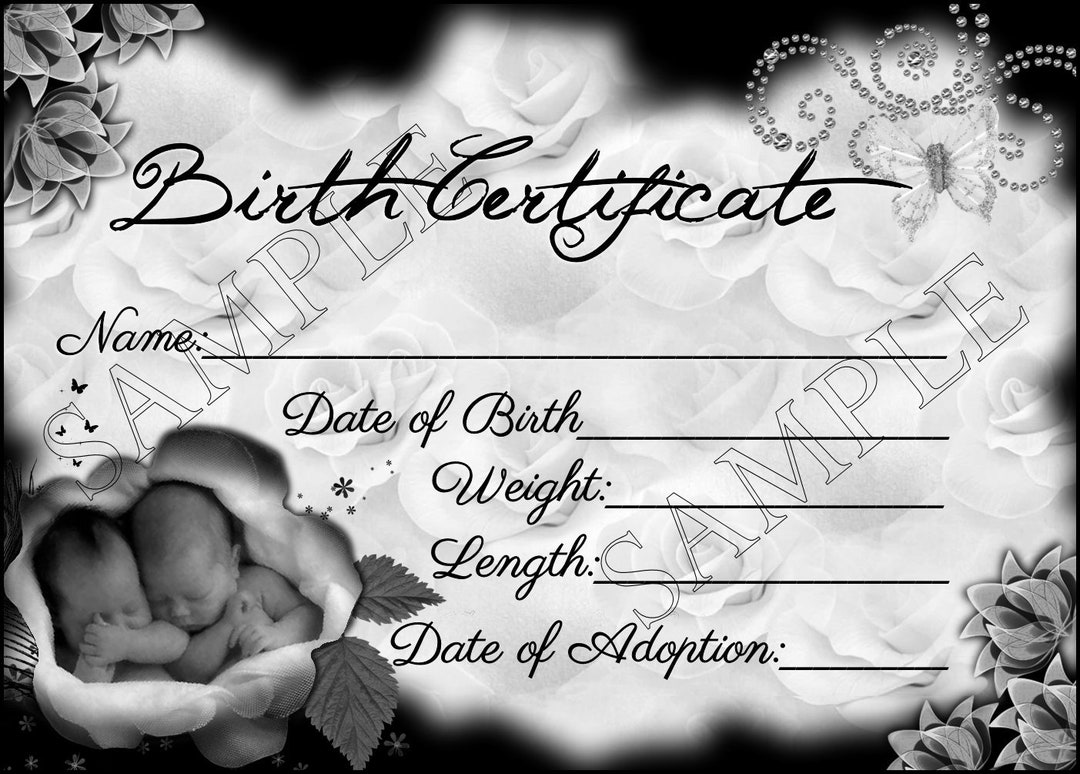 BLACK & WHITE DREAMY Reborn Baby Doll Birth Certificate Instant ...