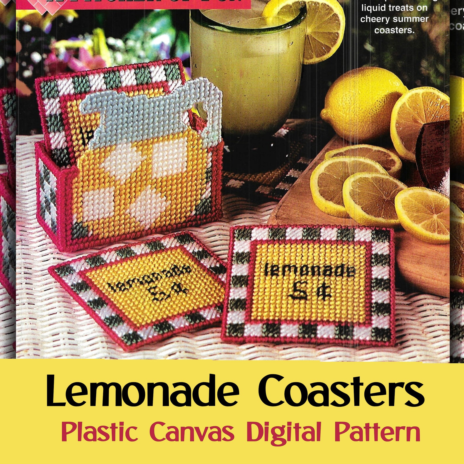 Lemonade Coasters Plastic Canvas Pattern (digital Download) - Etsy