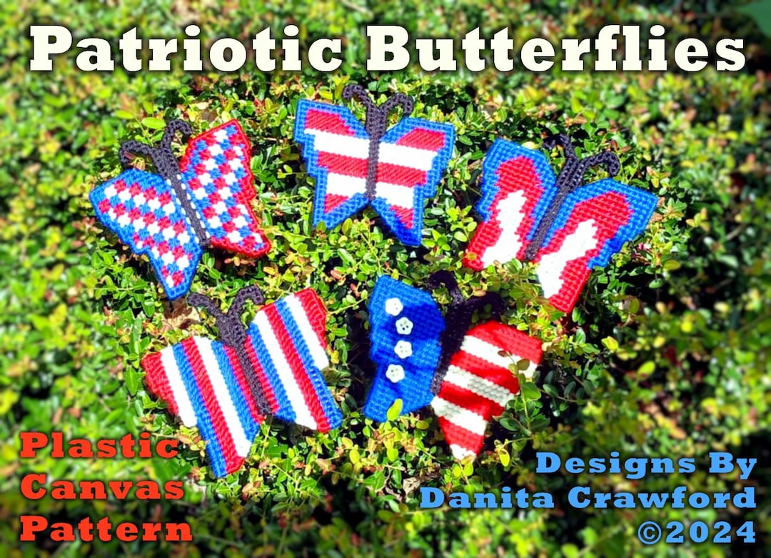 PATRIOTIC BUTTERFLIES Plastic Canvas Pattern PDF Digital Download Usa ...
