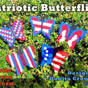 PATRIOTIC BUTTERFLIES Plastic Canvas Pattern PDF Digital Download Usa ...