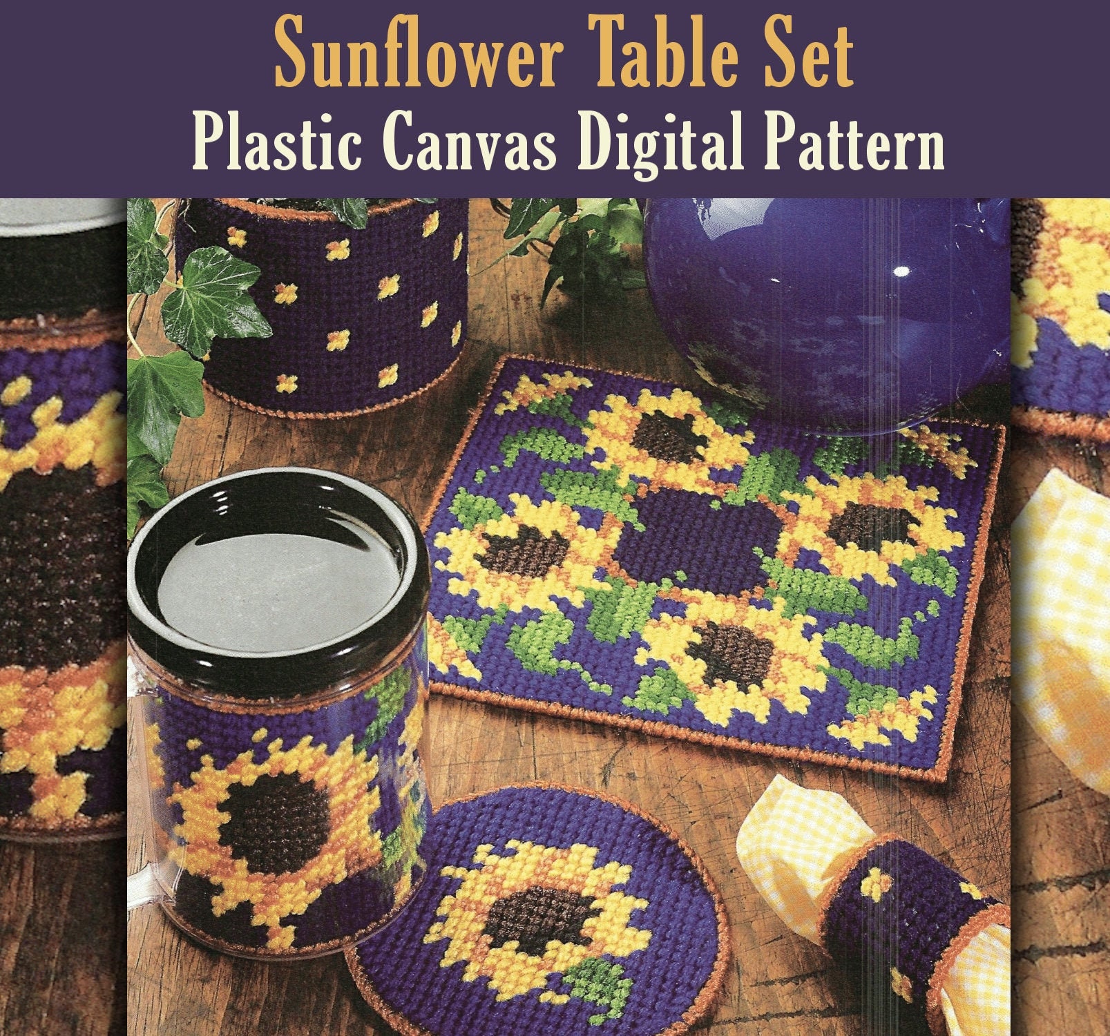 Sunflower Table Set Plastic Canvas Pattern (digital Download) - Etsy