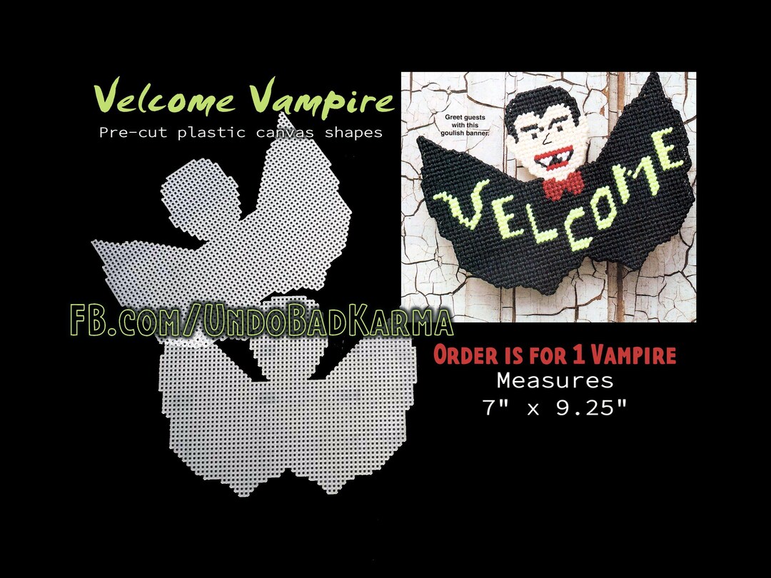 Velcome Vampire Pre-cut Plastic Canvas Shape - Halloween Decor - Etsy