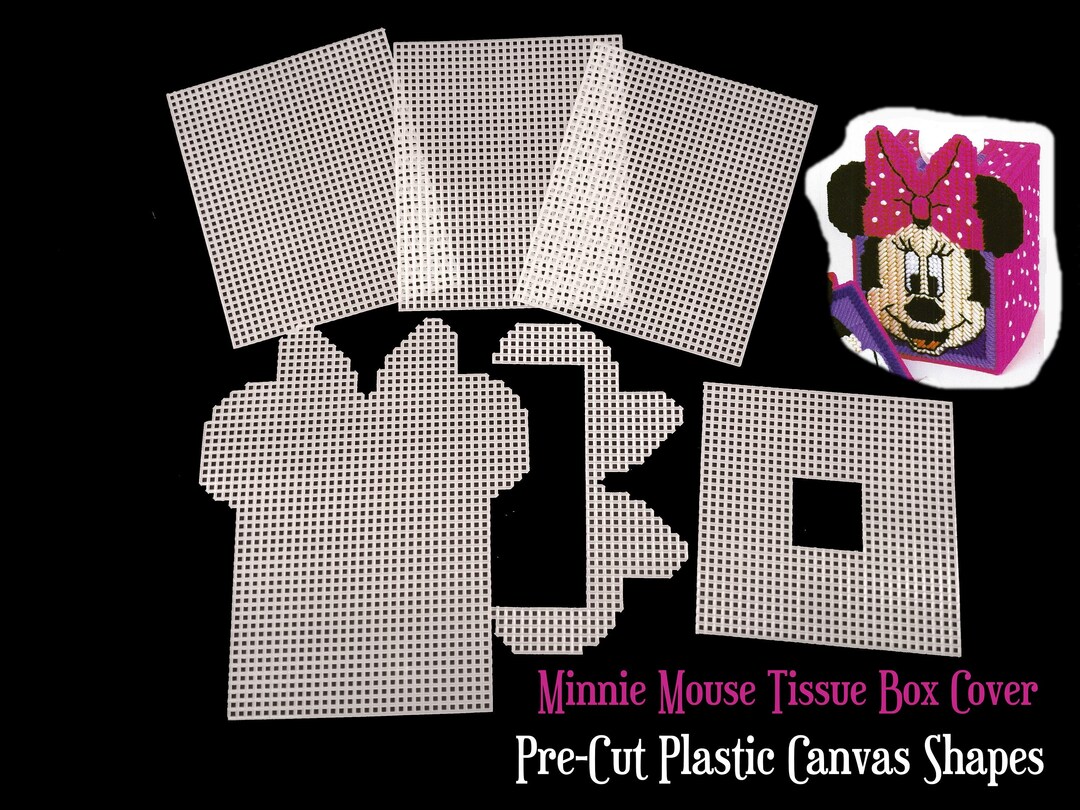 MINNIE MOUSE Tissue Box Pre-cut Plastic Canvas SHAPES Cover Clear 7 ...