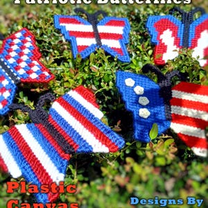 PATRIOTIC BUTTERFLIES Plastic Canvas Pattern PDF Digital Download Usa ...
