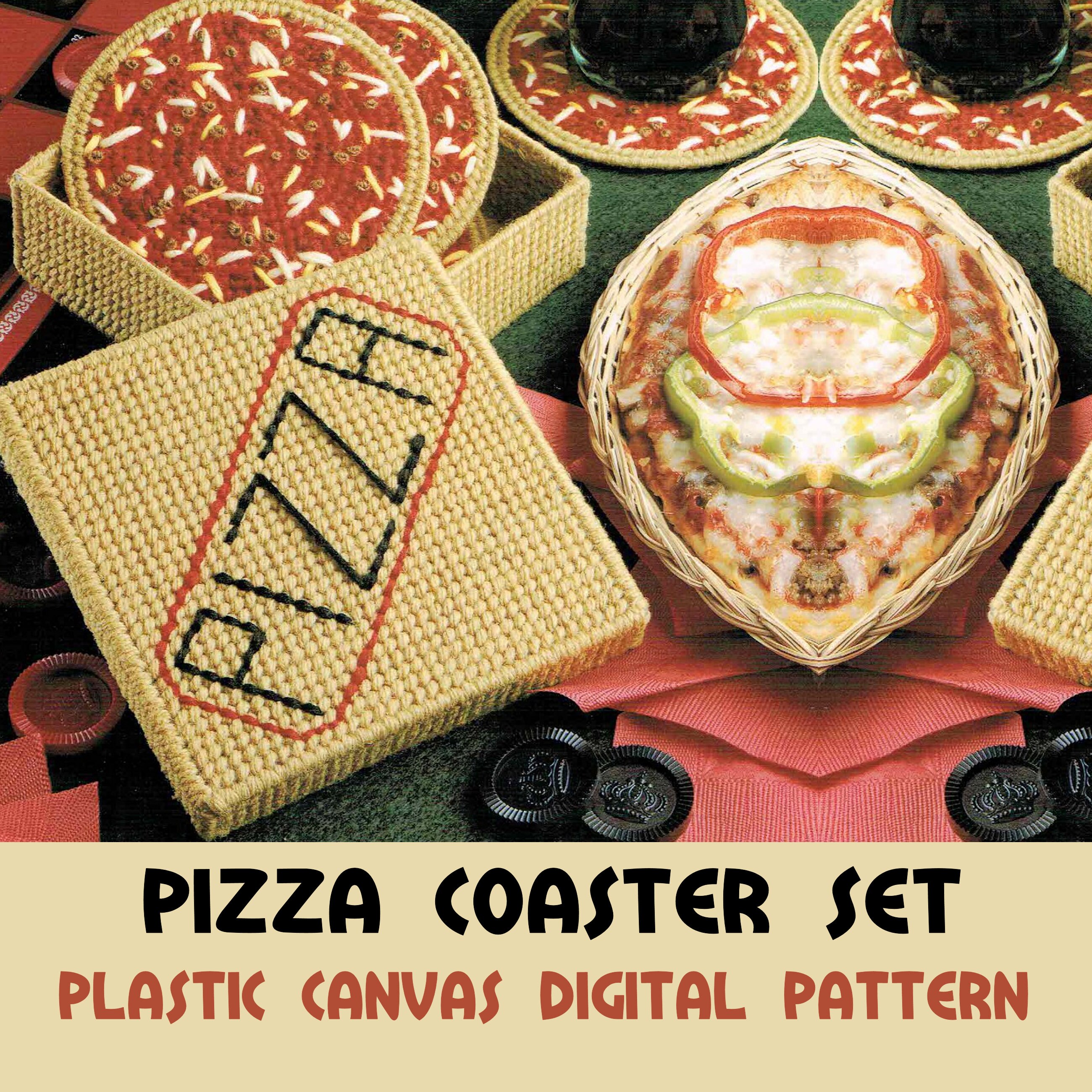 Pizza Coaster Set Plastic Canvas Pattern (digital Download) - Etsy