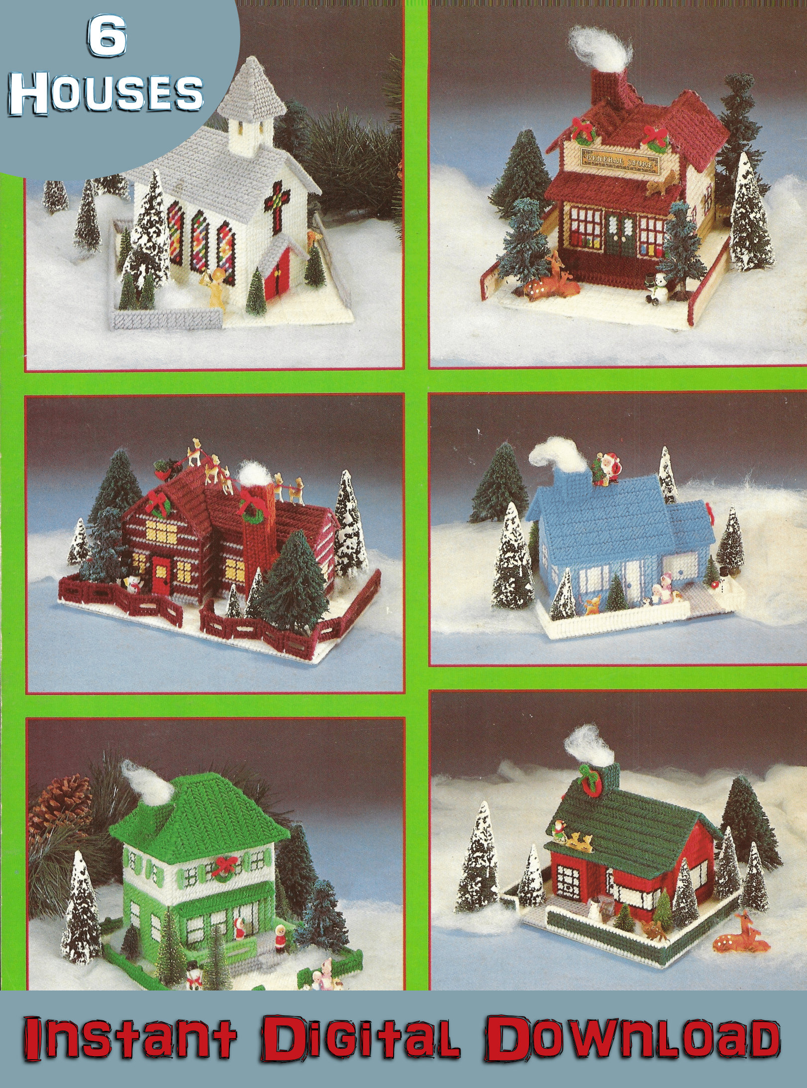 CHRISTMAS VILLAGE Plastic Canvas Pattern Book Instant Digital - Etsy