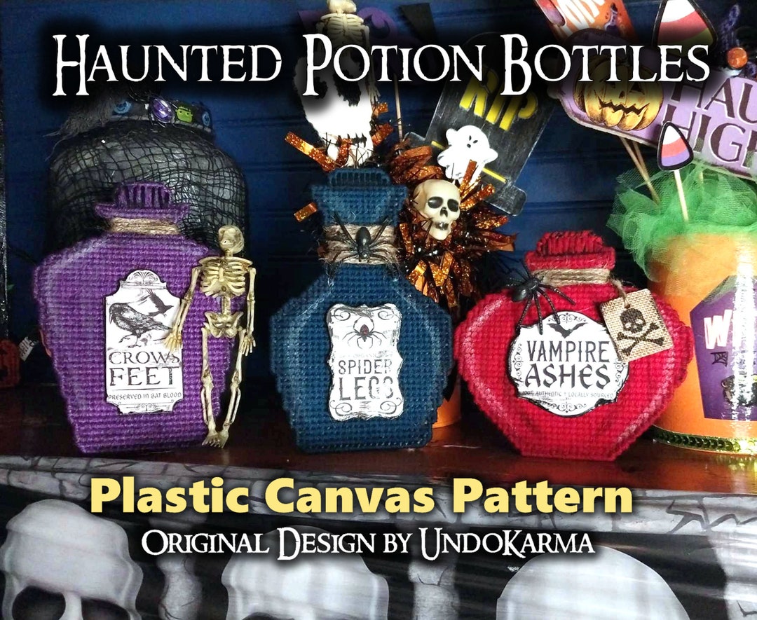 POTION BOTTLES Plastic Canvas PATTERN Apothecary Elixirs Halloween ...