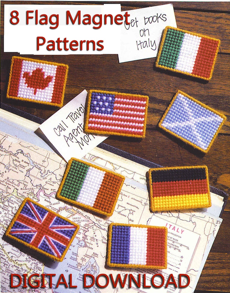8 International FLAG Patterns PLASTIC CANVAS Digital Download - Etsy