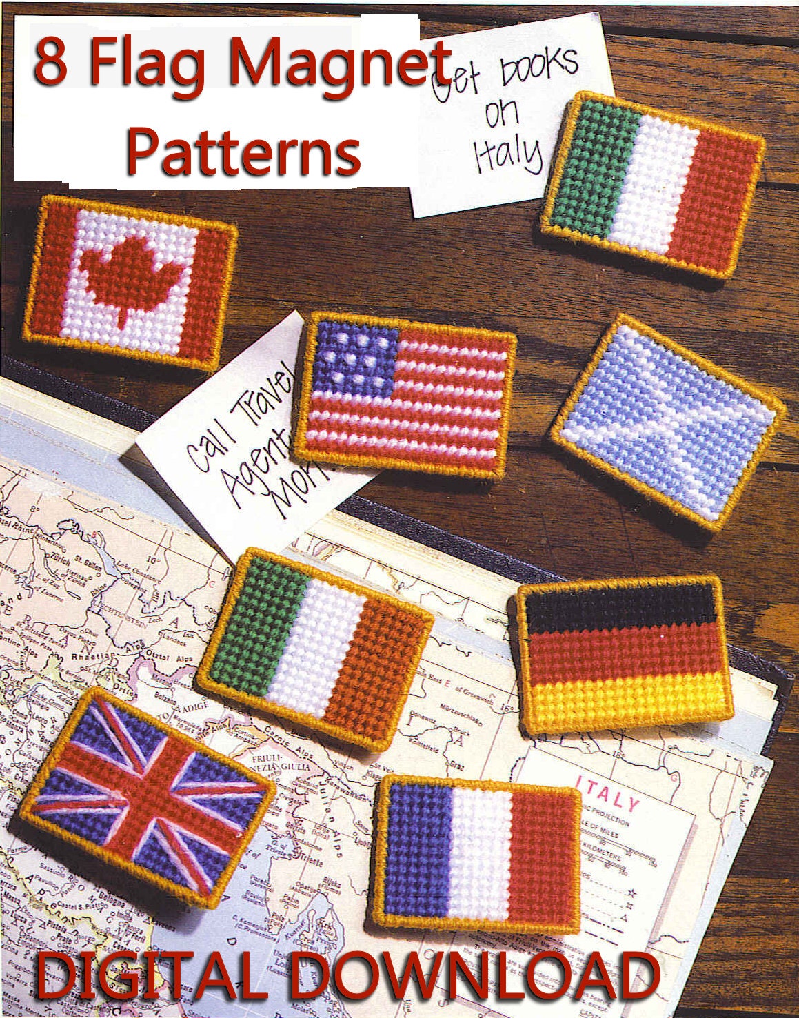 8 International FLAG Patterns PLASTIC CANVAS Digital Download - Etsy