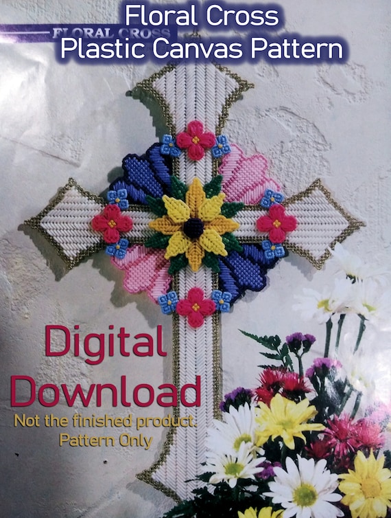 FLORAL CROSS Plastic Canvas Pattern Digital Download - Etsy