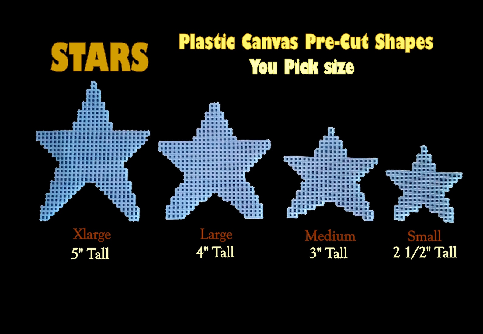 STARS Star PLASTIC CANVAS Pre-cut Shapes You Pick Size - Etsy