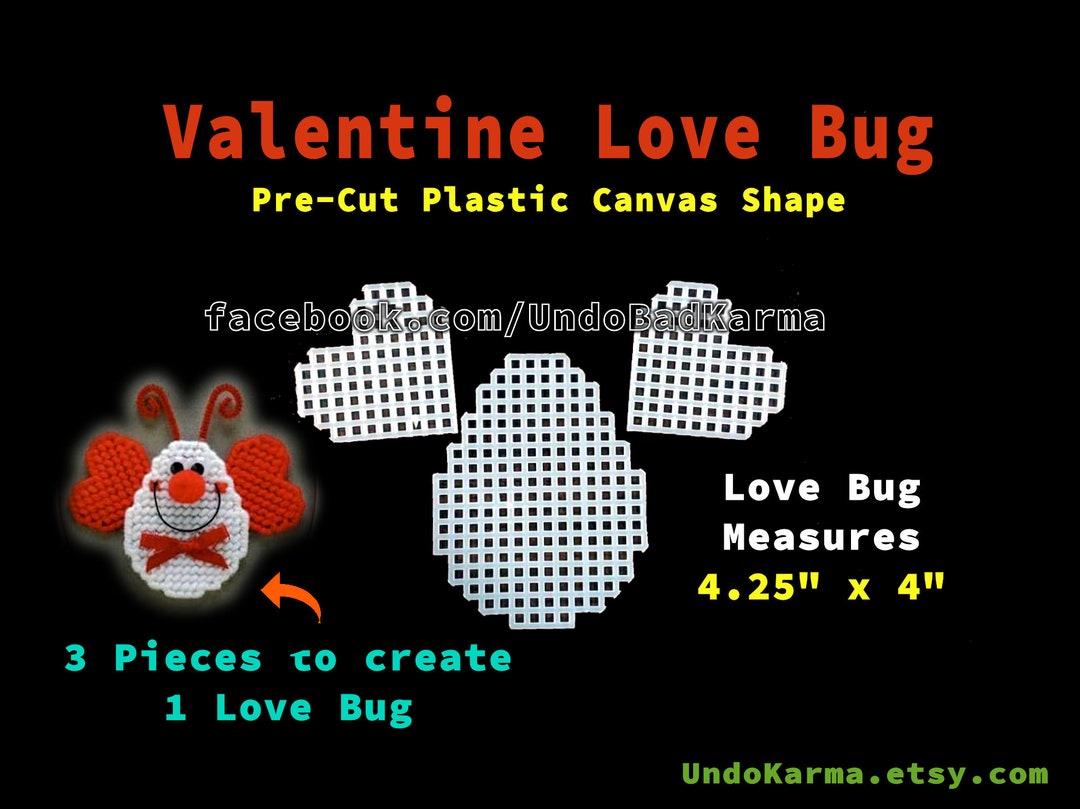 LOVE BUG Pre-cut Plastic Canvas Shapes VALENTINE Magnet Ornament Gift ...