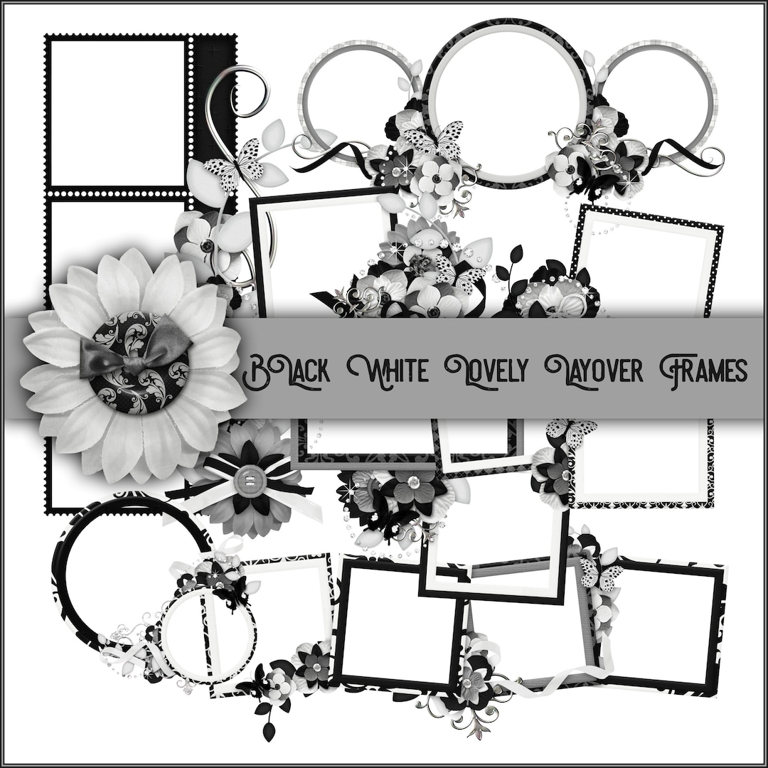 6 Cluster LAYOVER FRAMES Transparent PNG Graphics Instant Digital ...