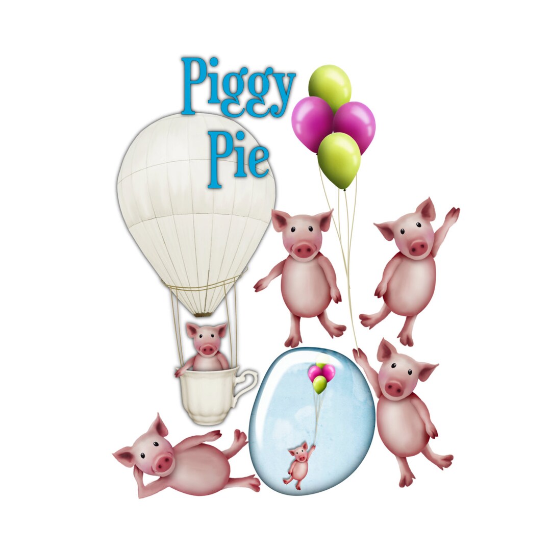 PIGGY PIE Digital Scrapbook Graphic Set 6 Large Pig Elements Clip Art ...