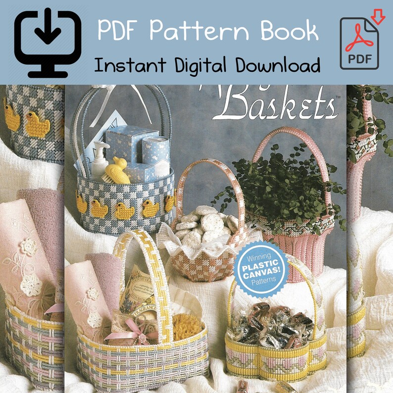 5 SPRING BASKETS Plastic Canvas PDF Pattern Digital Download | Etsy
