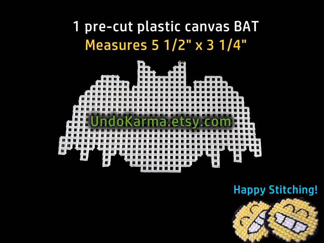 BAT A Plastic Canvas Cut Out HALLOWEEN Needlepoint Size 5-1/2" X 3 ...