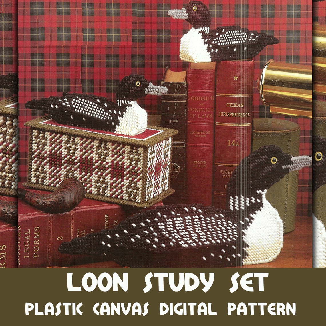 LOON STUDY SET Plastic Canvas Pattern Ducks Desk Doorstop - Etsy