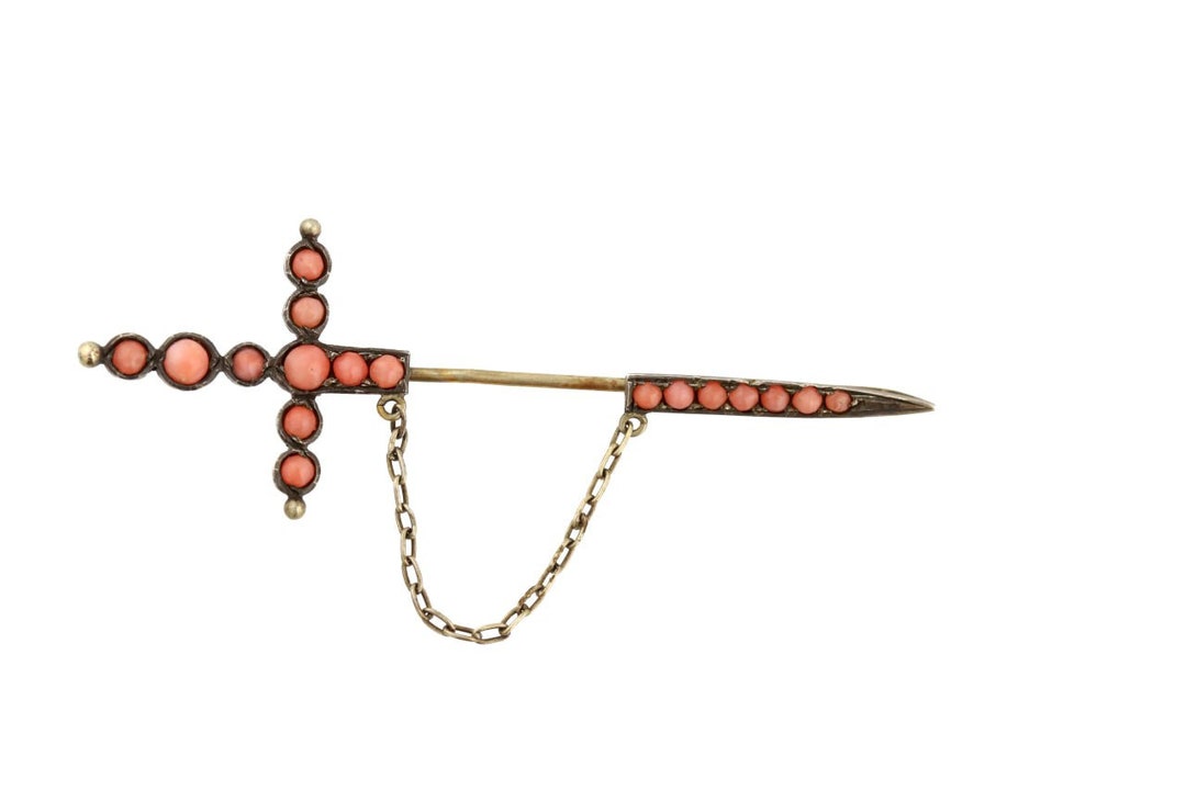 Antique Smallsword Rapier Pin With Coral - Etsy