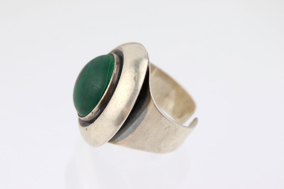 Niels Erik From Ring. Sterling Silver 925. Natural Green Malachite ...